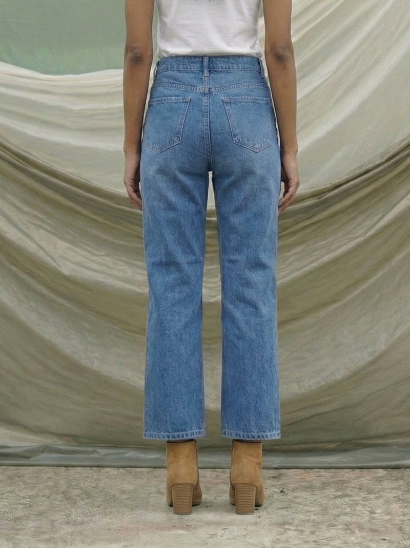 Buy Stone Blue Denim Distressed Jeans For Women Online at Fazyo