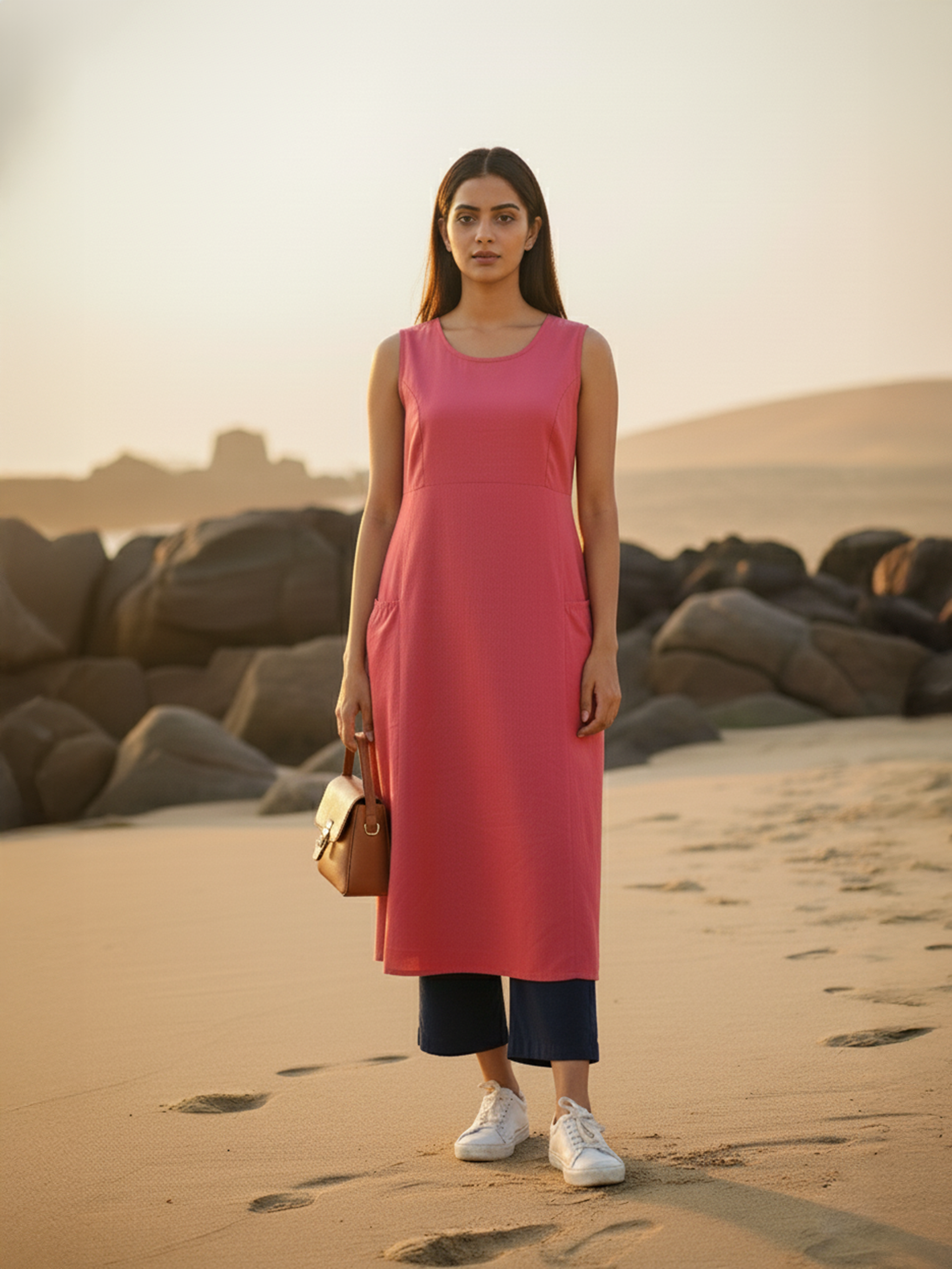 Buy Women’s Peach Calm Flare Dress Online at Fazyo