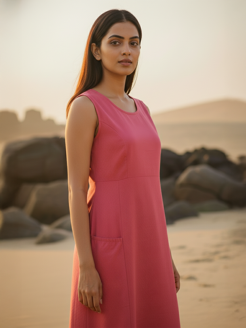 Buy Women’s Peach Calm Flare Dress Online at Fazyo
